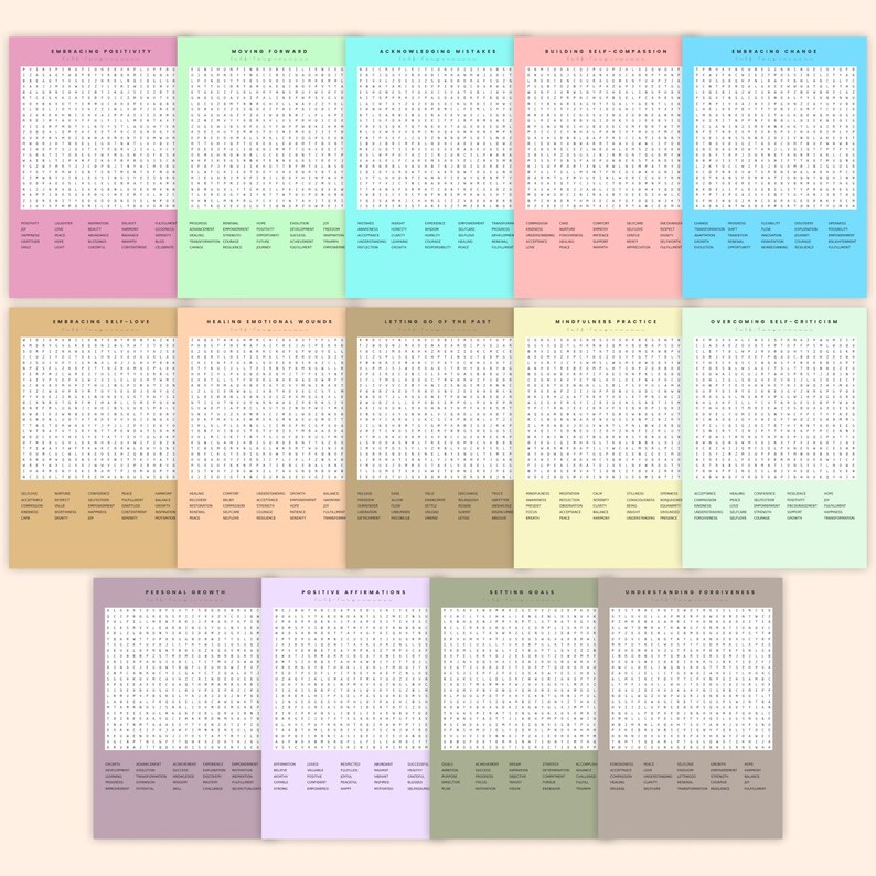 Self-forgiveness Word Search Puzzles: Therapy & Classroom Activity ...