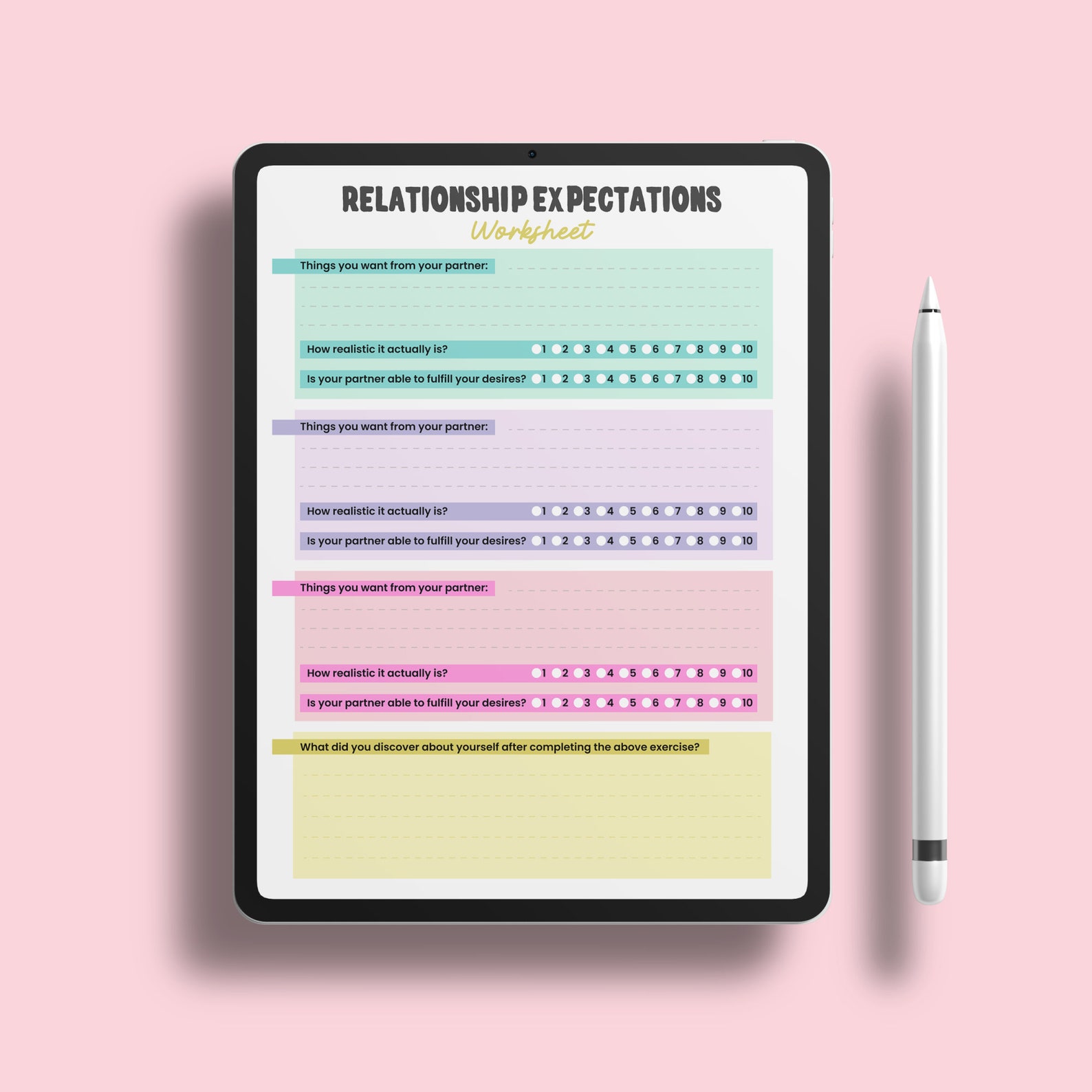 Relationship Expectations Worksheet: Fillable Workbook for Couples (PDF ...