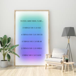5-4-3-2-1 Grounding Technique Poster: Mindfulness Wall Art (printable ...