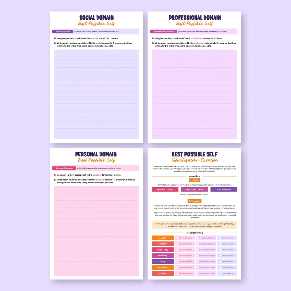 Best Possible Self Worksheet: Fillable, Instant Download & Printable ...