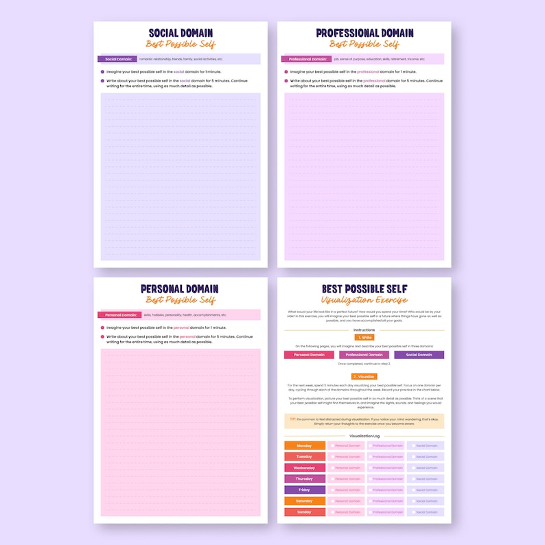 Best Possible Self Worksheet: Fillable, Instant Download & Printable ...