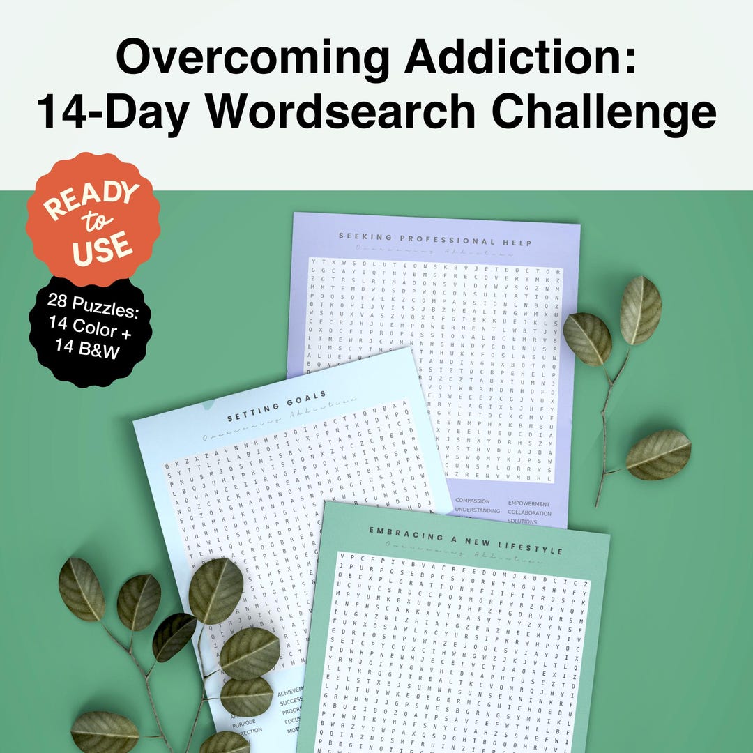 Addiction Recovery Word Search Puzzles: CBT & DBT Therapy (printable ...