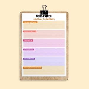 Self-esteem Practice Worksheet: Fillable, Instant Download & Printable ...