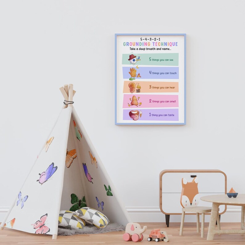 Printable Grounding Technique Poster for Kids | Anxiety Relief ...