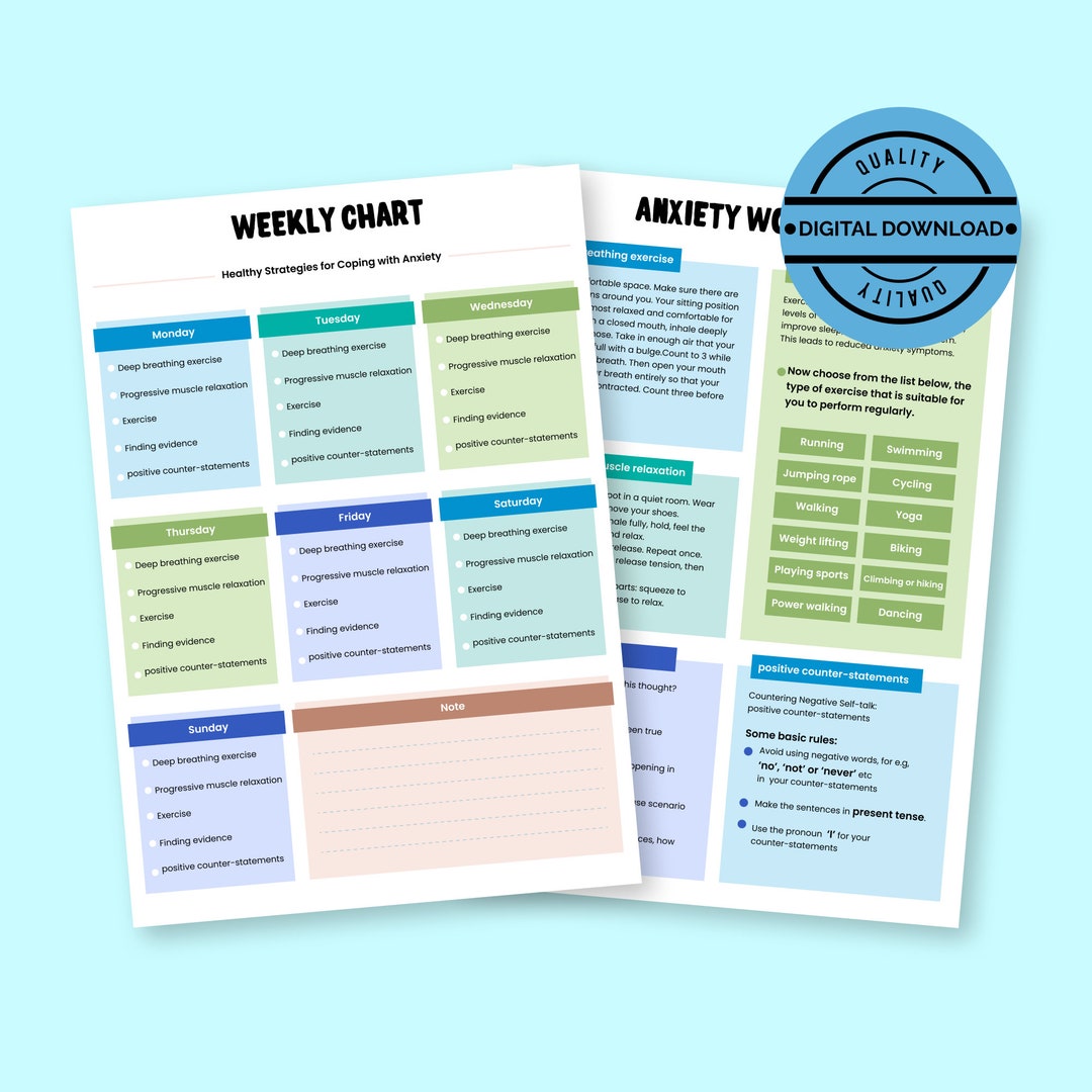 Weekly Anxiety Log Worksheet: Fillable, Instant Download & Printable ...