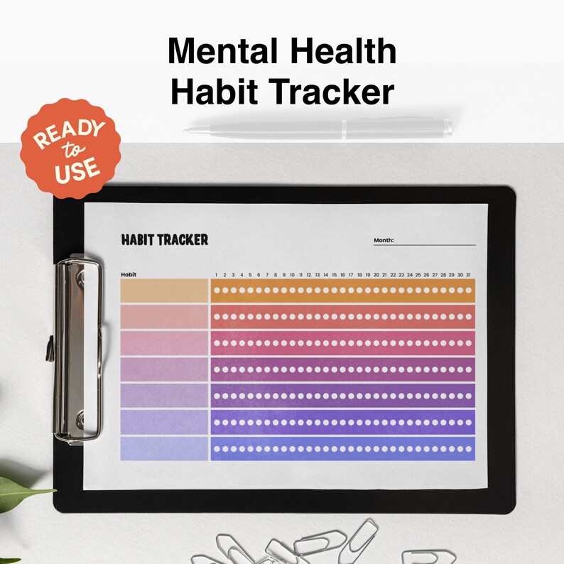 Habit Tracker | Fillable, Printable Worksheet for CBT Therapy for ...