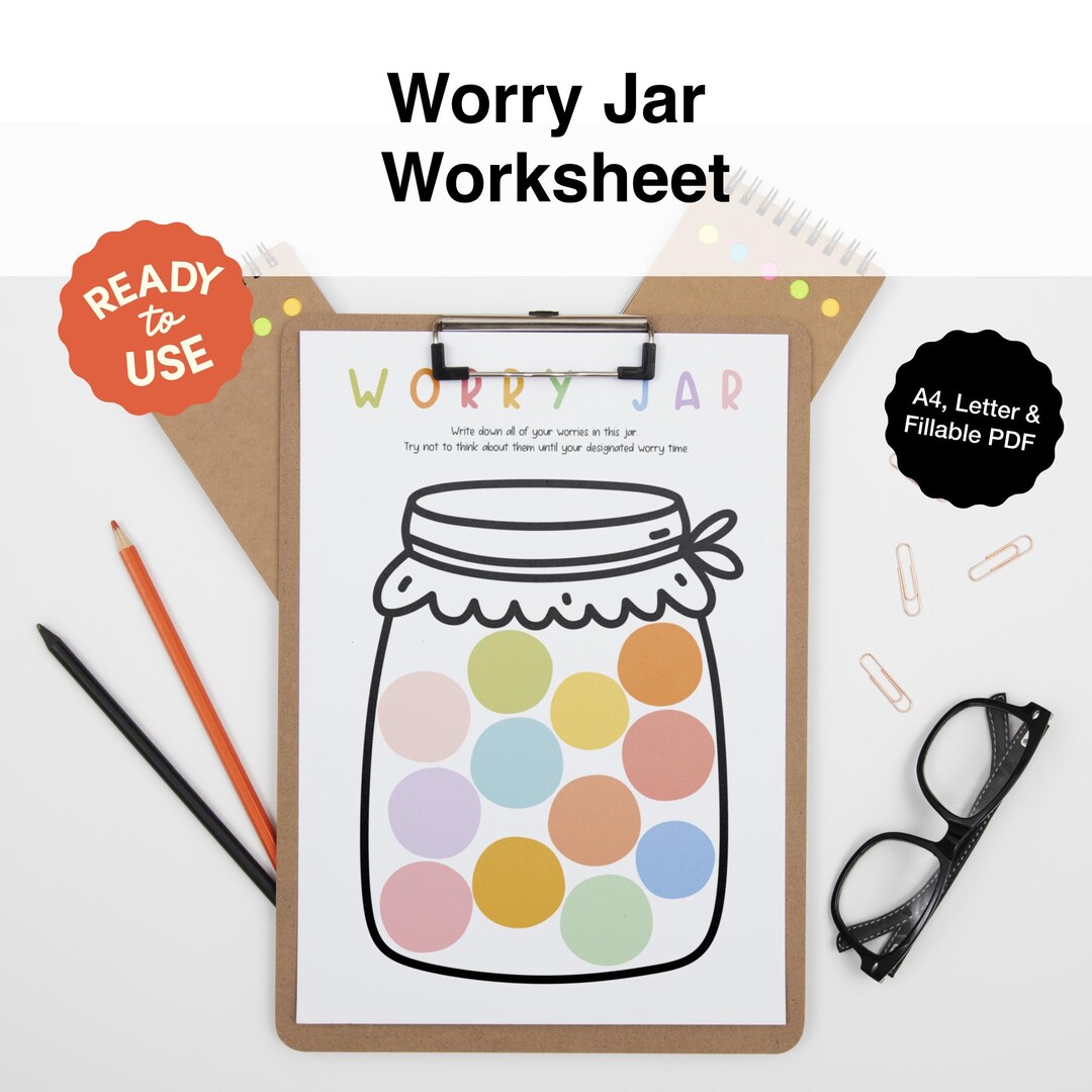 Worry Jar Worksheet: Printable Anxiety Management Tool (PDF Download A4 ...