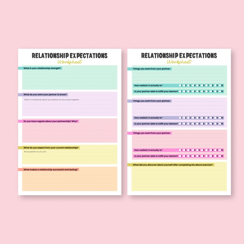 Relationship Expectations Worksheet | Fillable and Printable Workbook ...