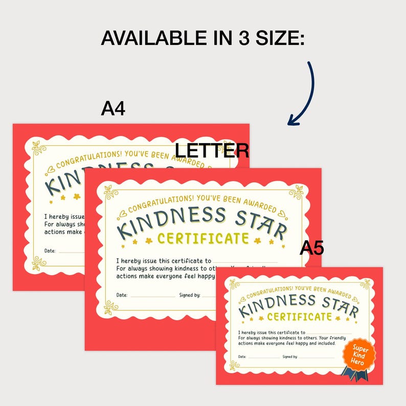 Kindness Star Certificate of Achievement | Kindness Award | Classroom ...