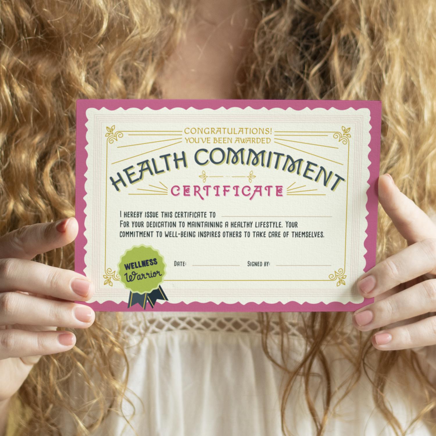 Certificate of Achievement for Health Commitment Wellness Recognition ...