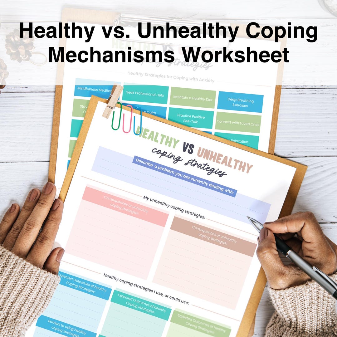 Healthy Vs. Unhealthy Coping Mechanisms Worksheet | CBT Therapy Tool ...