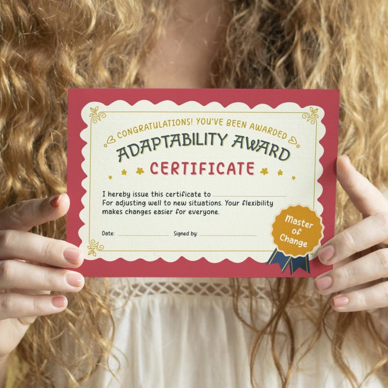 Adaptability Award | Kids Certificate of Achievement for Adjusting to ...