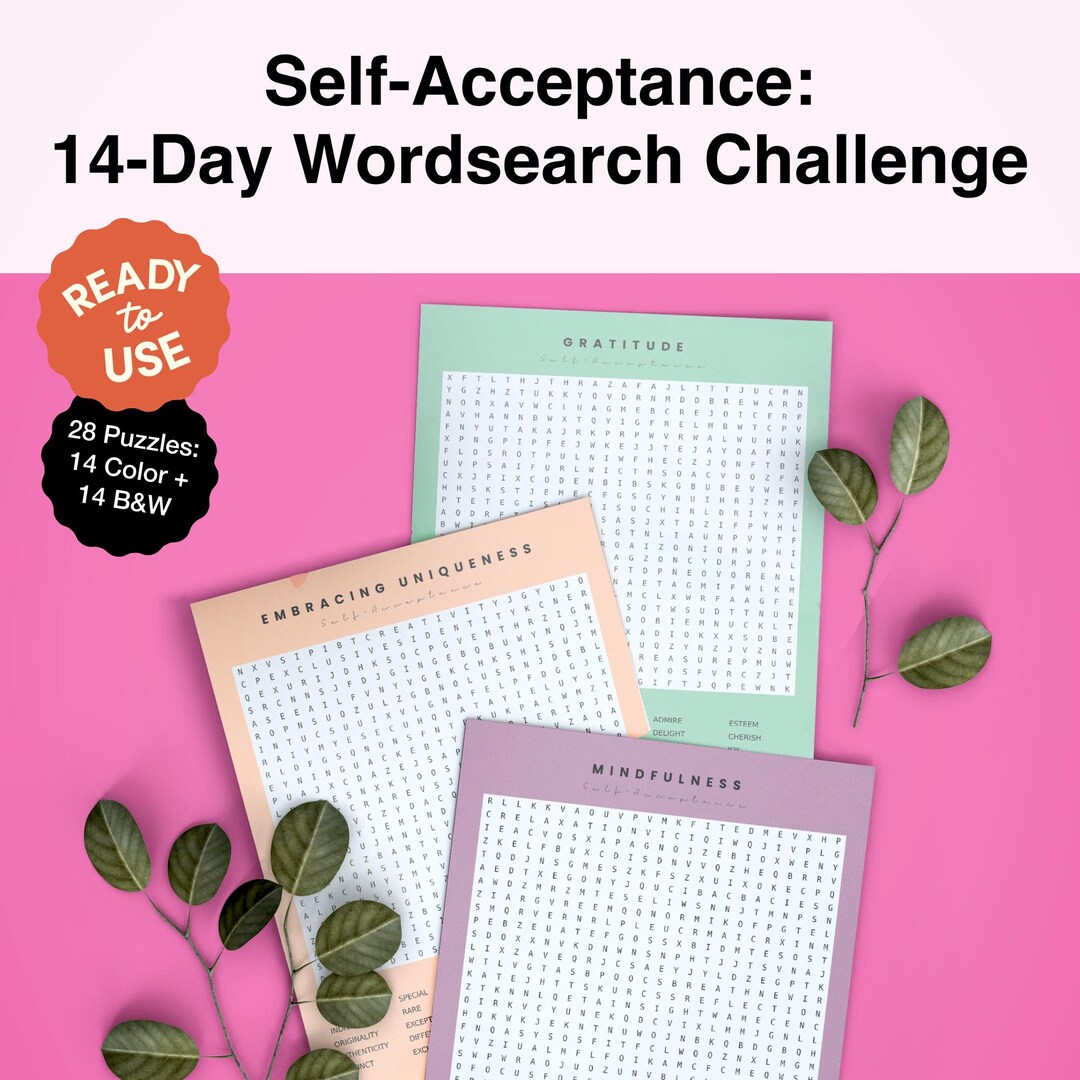 Self-acceptance 14 Word Search Puzzles Printable Classroom and Therapy ...