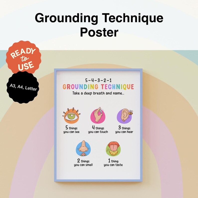 Grounding Technique Poster | Calming Tool for Kids | Mindfulness Wall ...