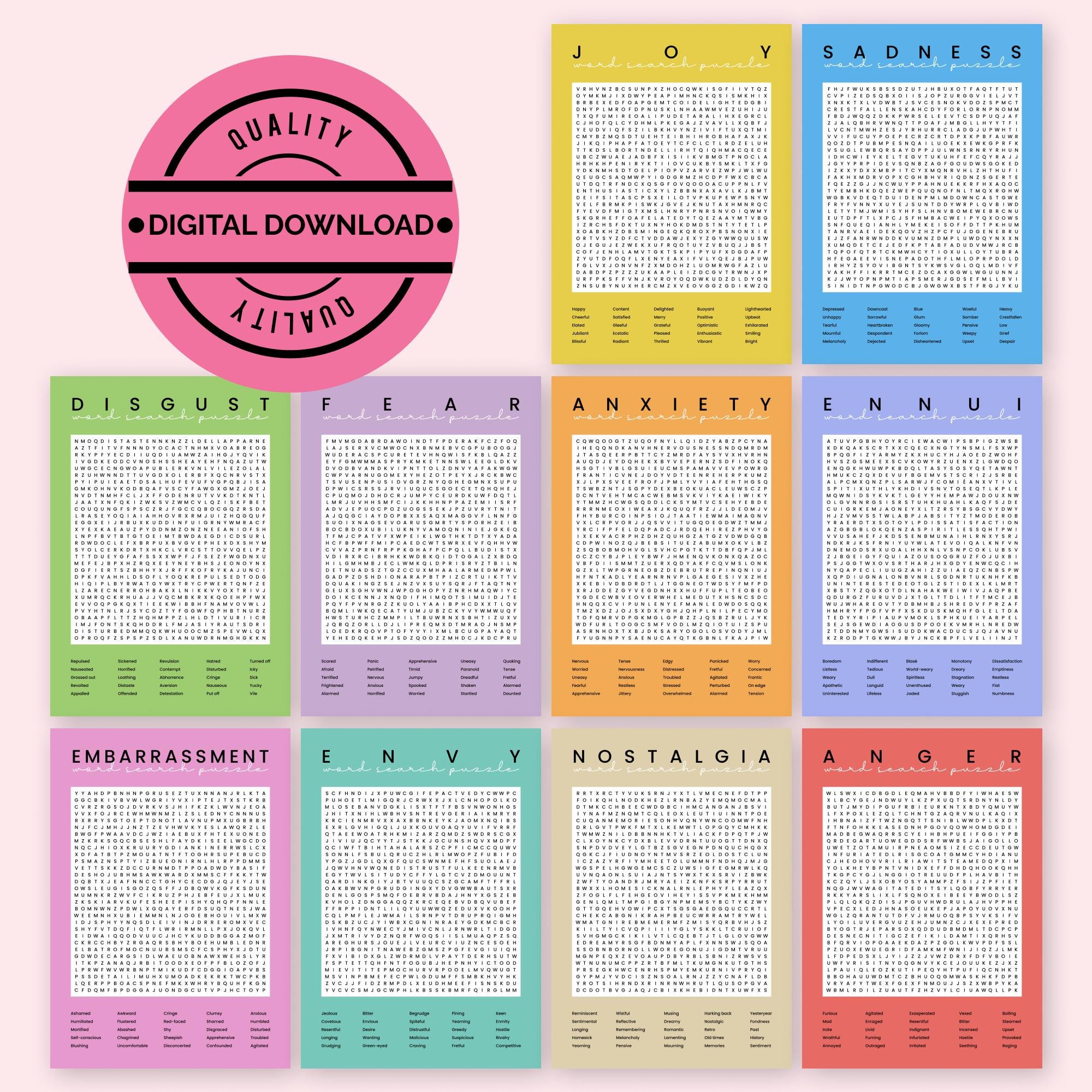 10 Word Search Puzzles for Inside Out Emotions Instant Download ...