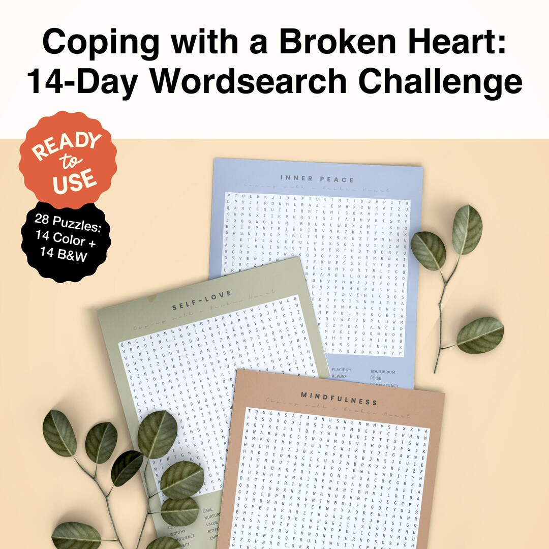 Coping With a Broken Heart - 14 Word Search Puzzles | Printable ...