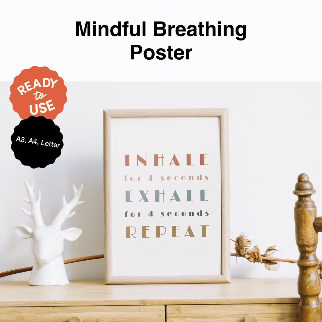 Printable Mindful Breathing Poster for Calm and Clarity | Therapy ...