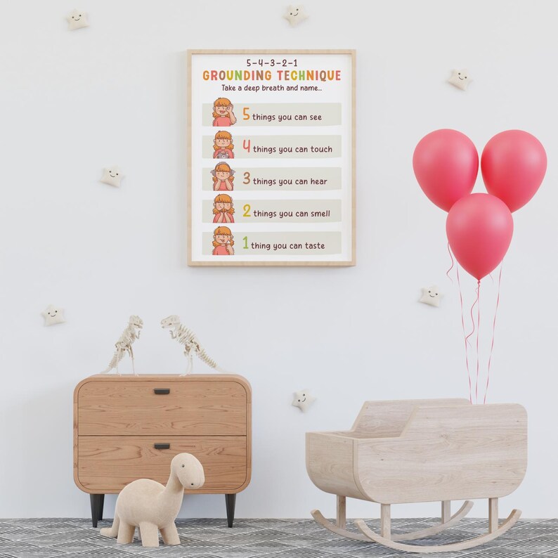 5 Senses Grounding Technique Poster | Mindfulness Wall Art for Kids ...