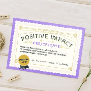 Certificate of Achievement for Positive Impact | Award for Kindness and ...