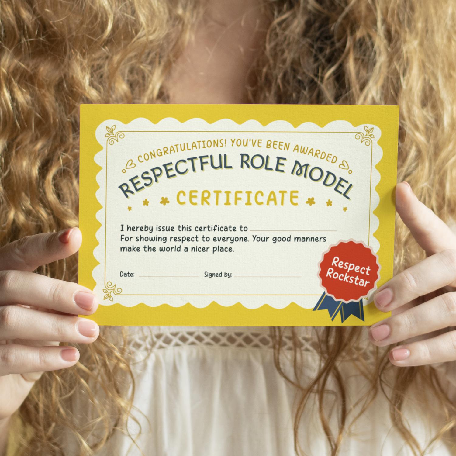 Respectful Role Model Certificate of Achievement Positive Behavior ...