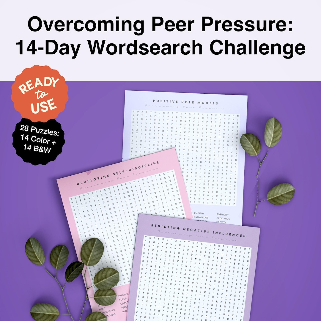 Overcoming Peer Pressure - 14 Word Search Puzzles | Printable ...