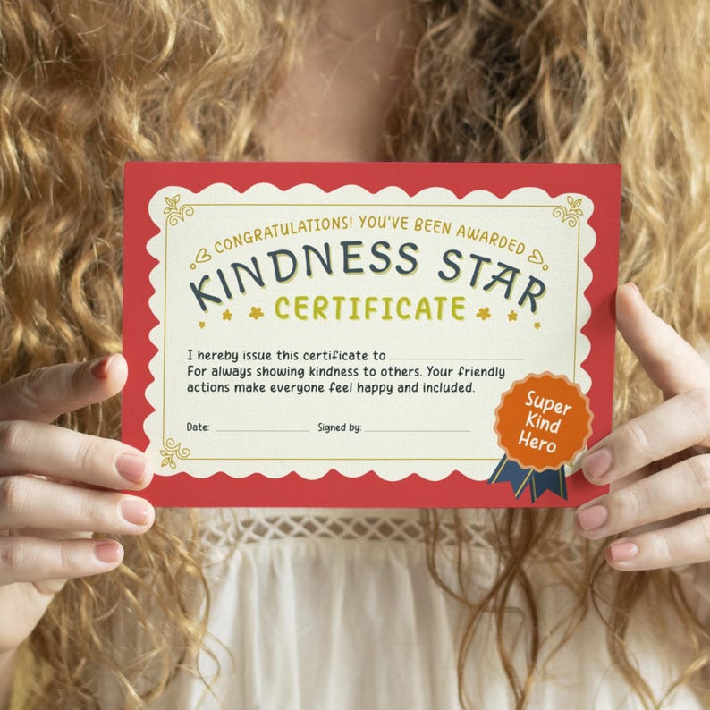 Kindness Star Certificate of Achievement | Kindness Award | Classroom ...