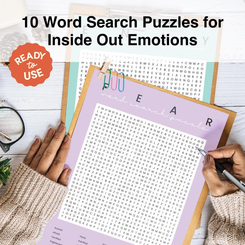 10 Word Search Puzzles for Inside Out Emotions - Instant Download ...
