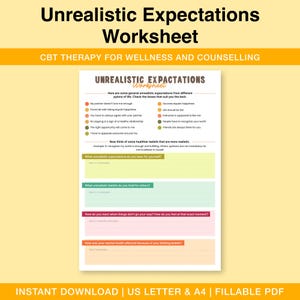 Unrealistic Expectations Worksheet | Printable Mental Health Activity ...