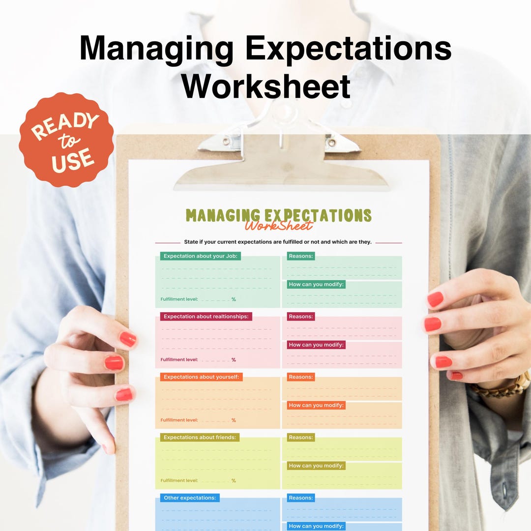 Managing Expectations Worksheet: CBT Therapy Activity (printable ...