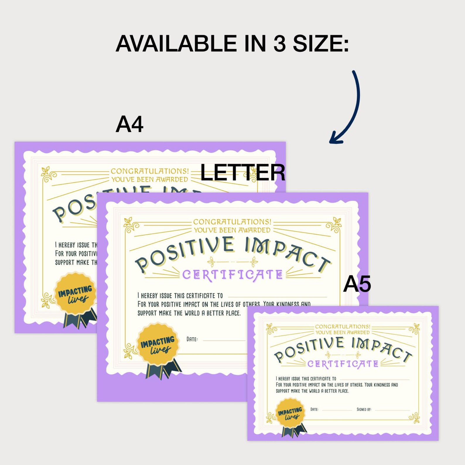 Certificate of Achievement for Positive Impact Award for Kindness and ...