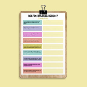 Respectful Relationship Worksheet: Fillable, Instant Download ...