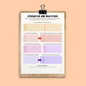 Gratitude and Strength Journal | Interactive Printable Worksheet | CBT ...