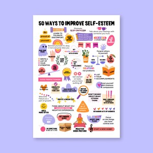 50 Ways to Improve Self-esteem Poster: Instant Download & Printable ...