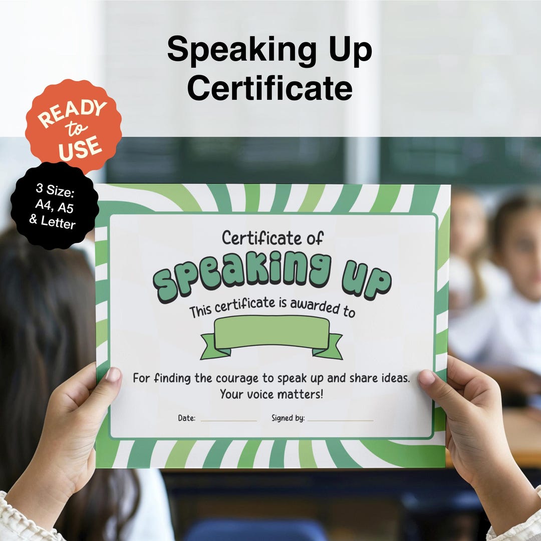 Speaking up Certificate of Achievement | Student Courage Award | Boost ...