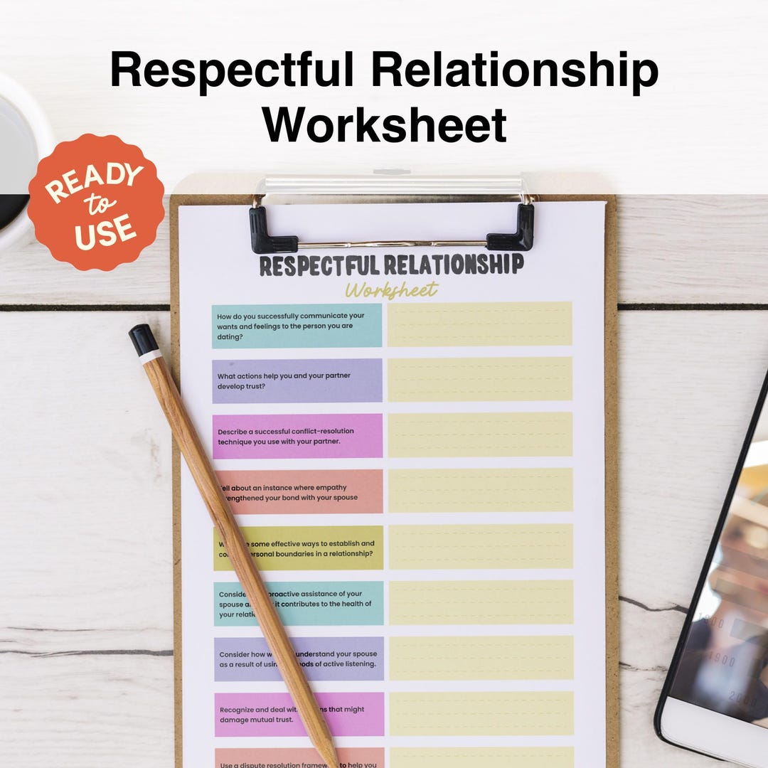 Respectful Relationship Worksheet: Fillable, Instant Download ...