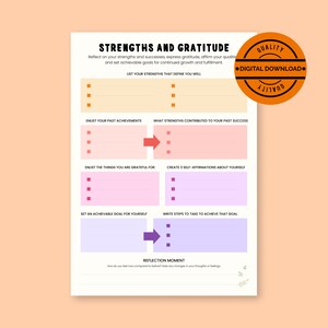 Gratitude and Strength Journal | Interactive Printable Worksheet | CBT ...