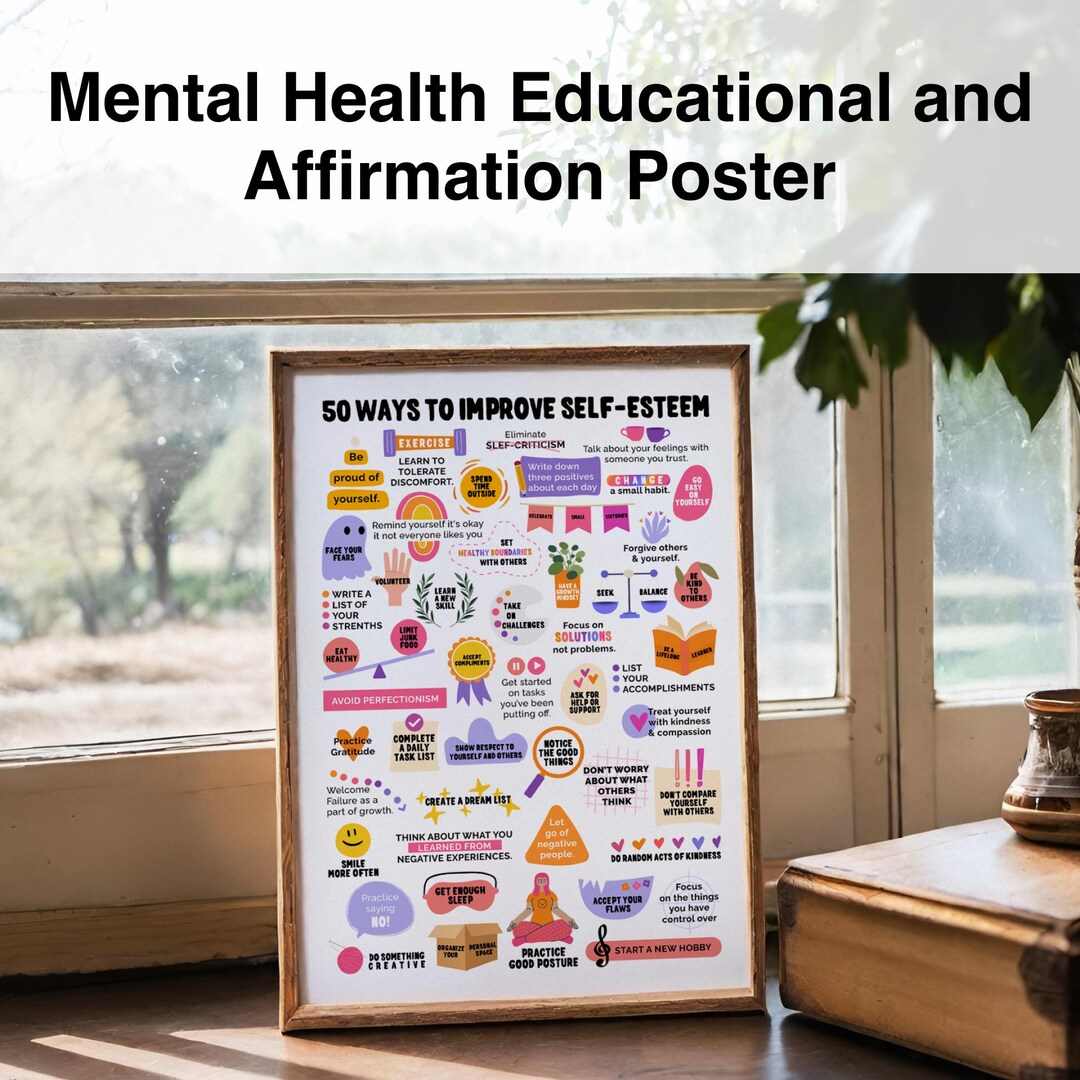 50 Ways to Improve Self-esteem Poster: Instant Download & Printable ...