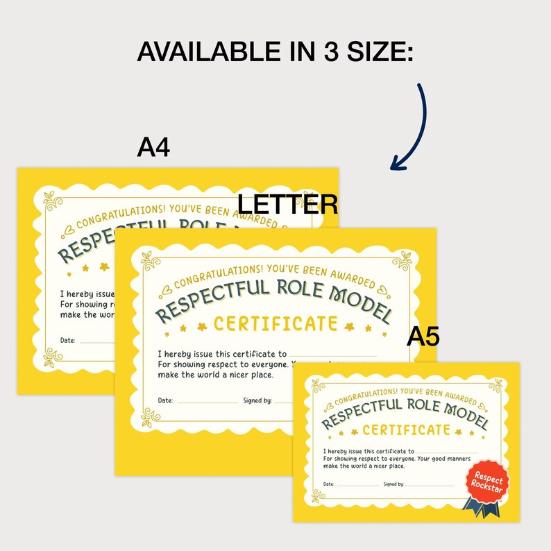 Respectful Role Model Certificate of Achievement Positive Behavior ...