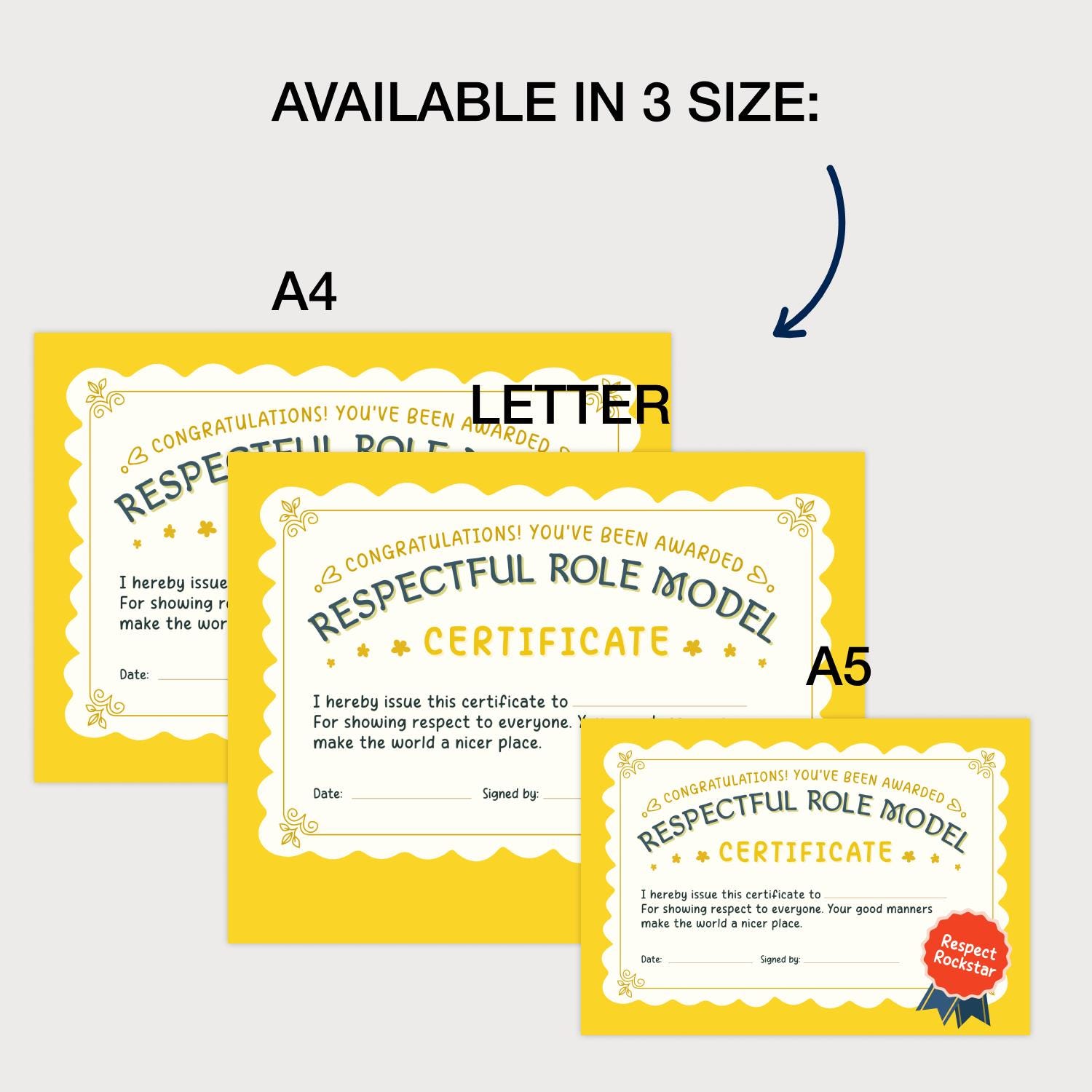 Respectful Role Model Certificate of Achievement Positive Behavior ...