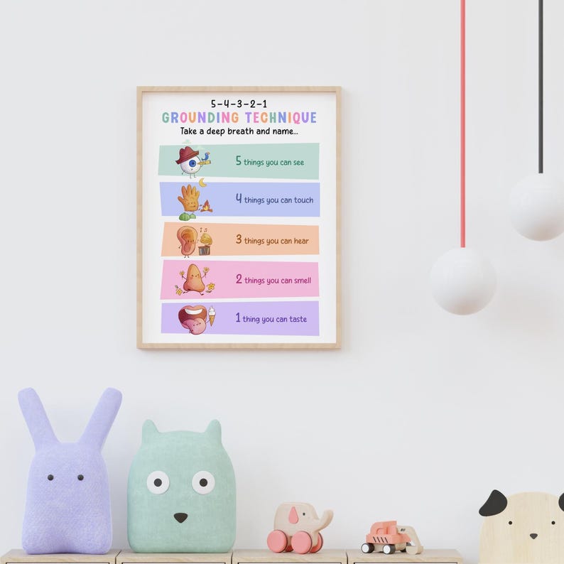 Printable Grounding Technique Poster for Kids | Anxiety Relief ...