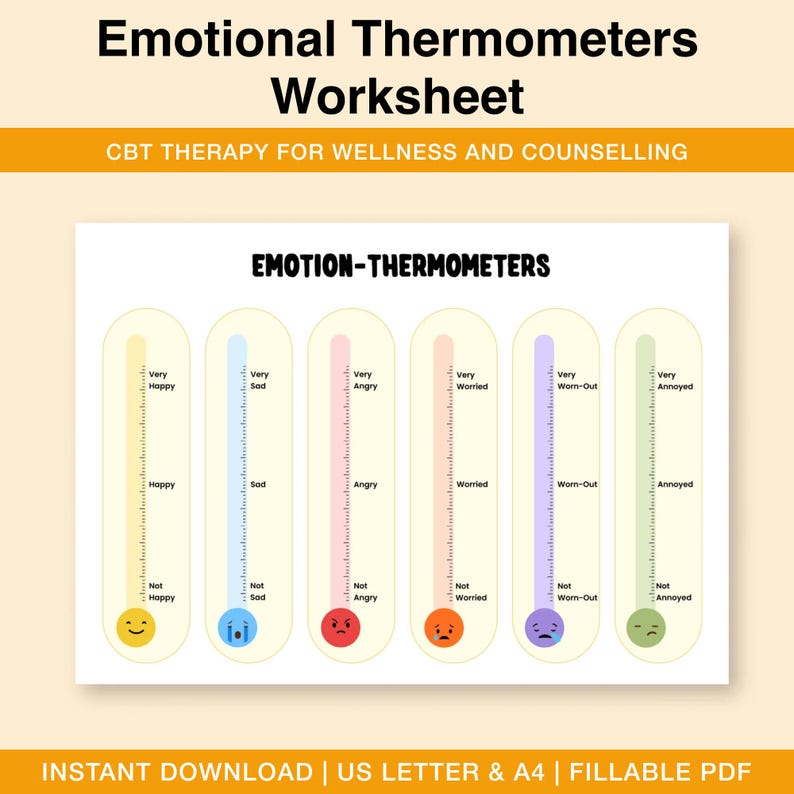 Emotional Thermometers Worksheet: Fillable, Instant Download ...