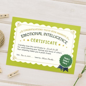 Emotional Intelligence Certificate of Achievement Empathy Award Instant ...