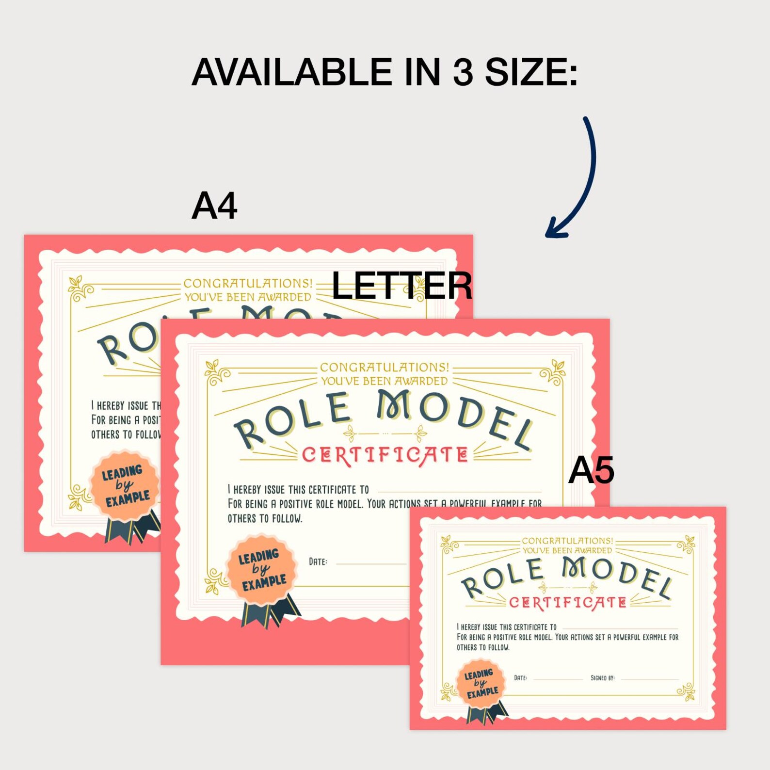 Certificate of Achievement for Role Model | Award for Positive ...