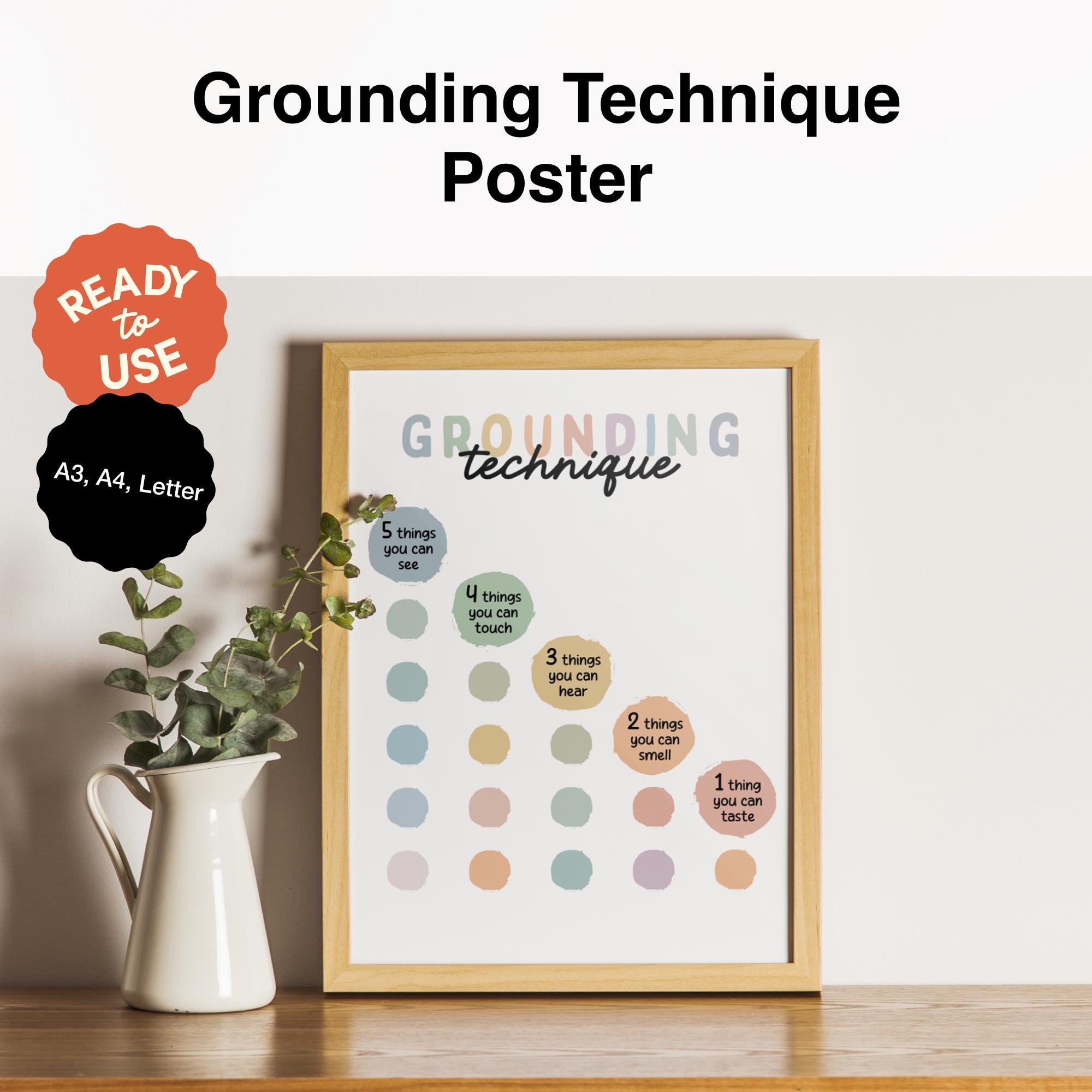 Grounding Technique Visual Guide | Grounding Poster | Relaxation & Self ...