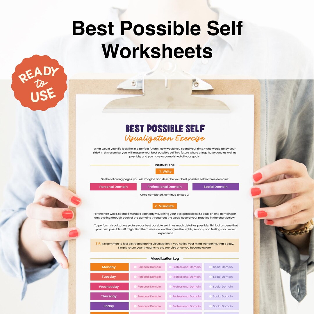 Best Possible Self Worksheet | CBT Therapy for Wellness and Counseling ...