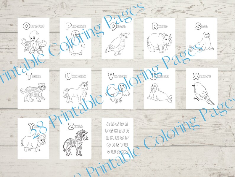 Animal Alphabet Coloring Pages | Printable Coloring Book | 28 Page ...