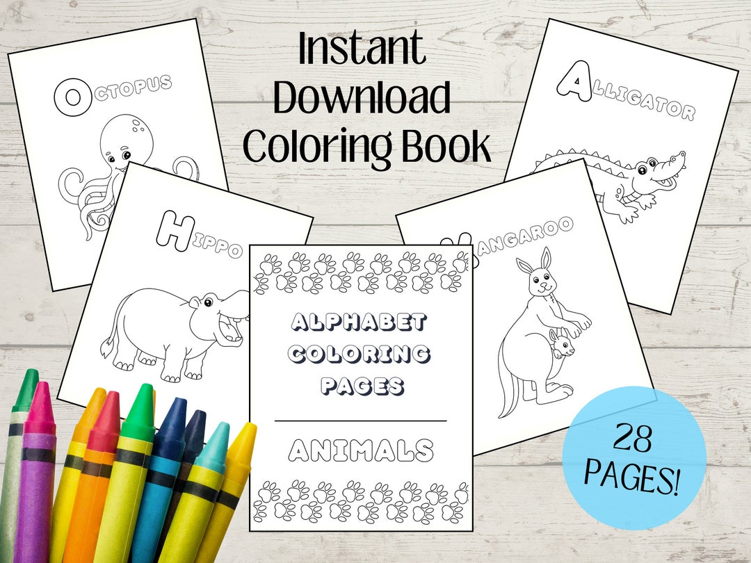 Animal Alphabet Coloring Pages | Printable Coloring Book | 28 Page ...