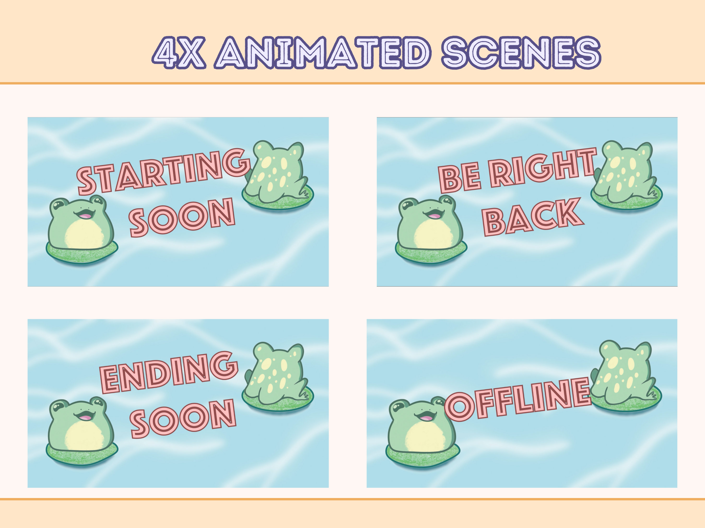 ANIMATED Silly Frog Twitch Overlay Bundle, Cute Frog Twitch Overlay ...