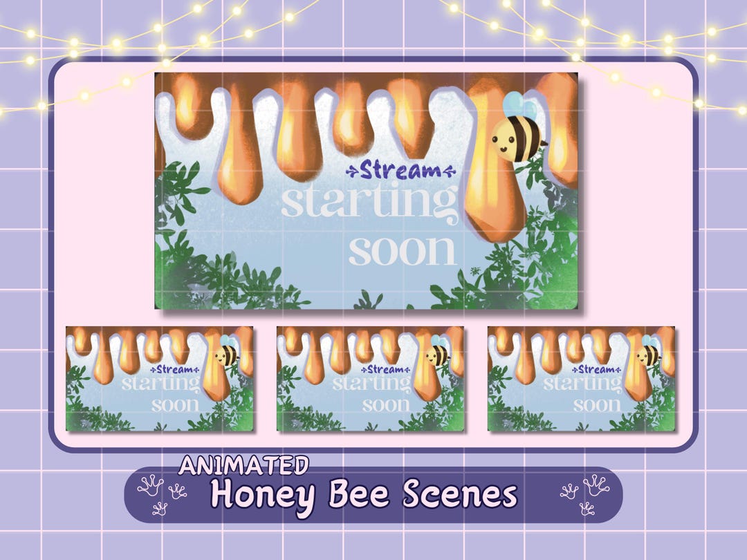 4 ANIMATED Bee Twitch Scenes, Honey Bee Twitch Scenes, Bumble Bee ...