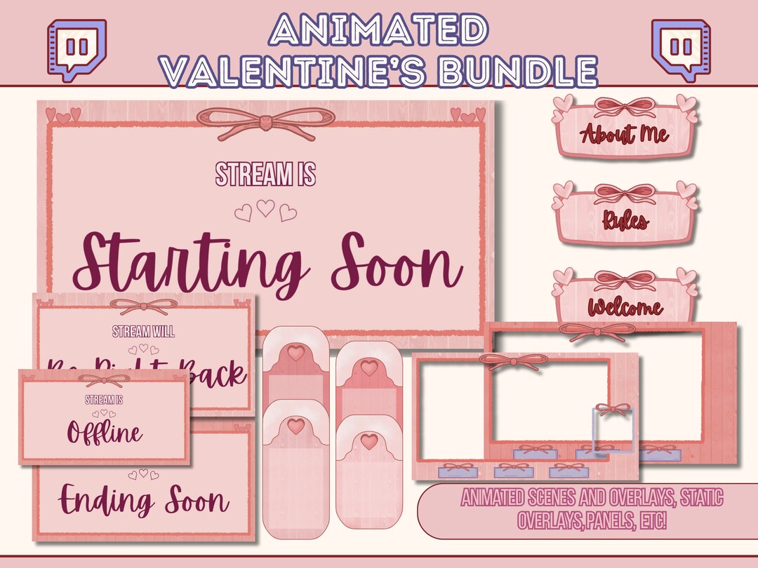 Animated Valentine's Day Overlay Bundle, Gamer Girl Streaming Package ...